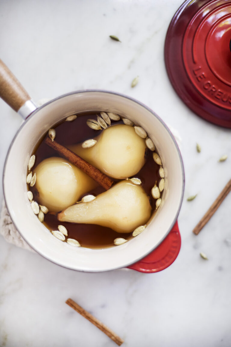 Poached Pears with Cinnamon & Cardamom