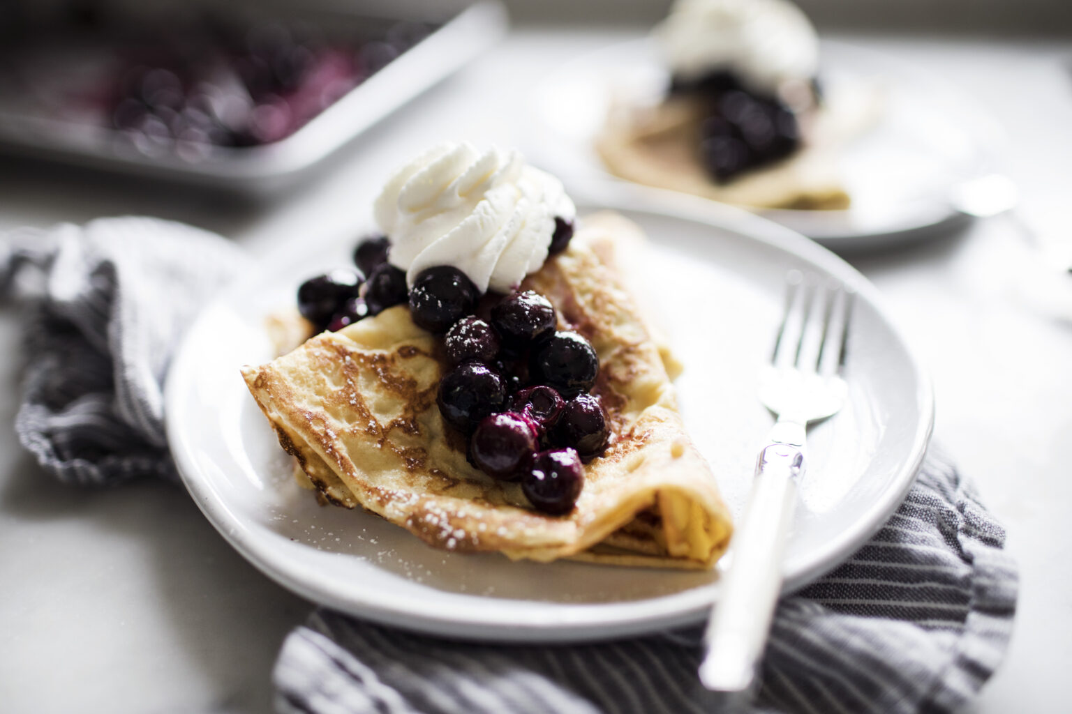 Roasted Blueberry Crepes