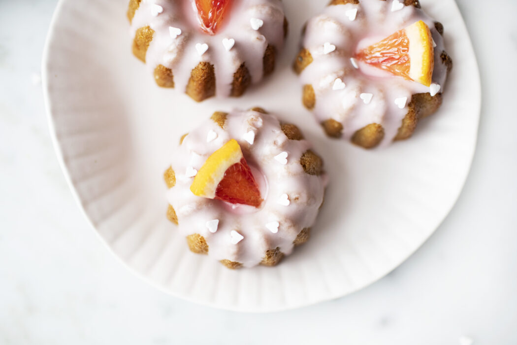 Blood Orange and Cardamom Mini Fluted Cakes